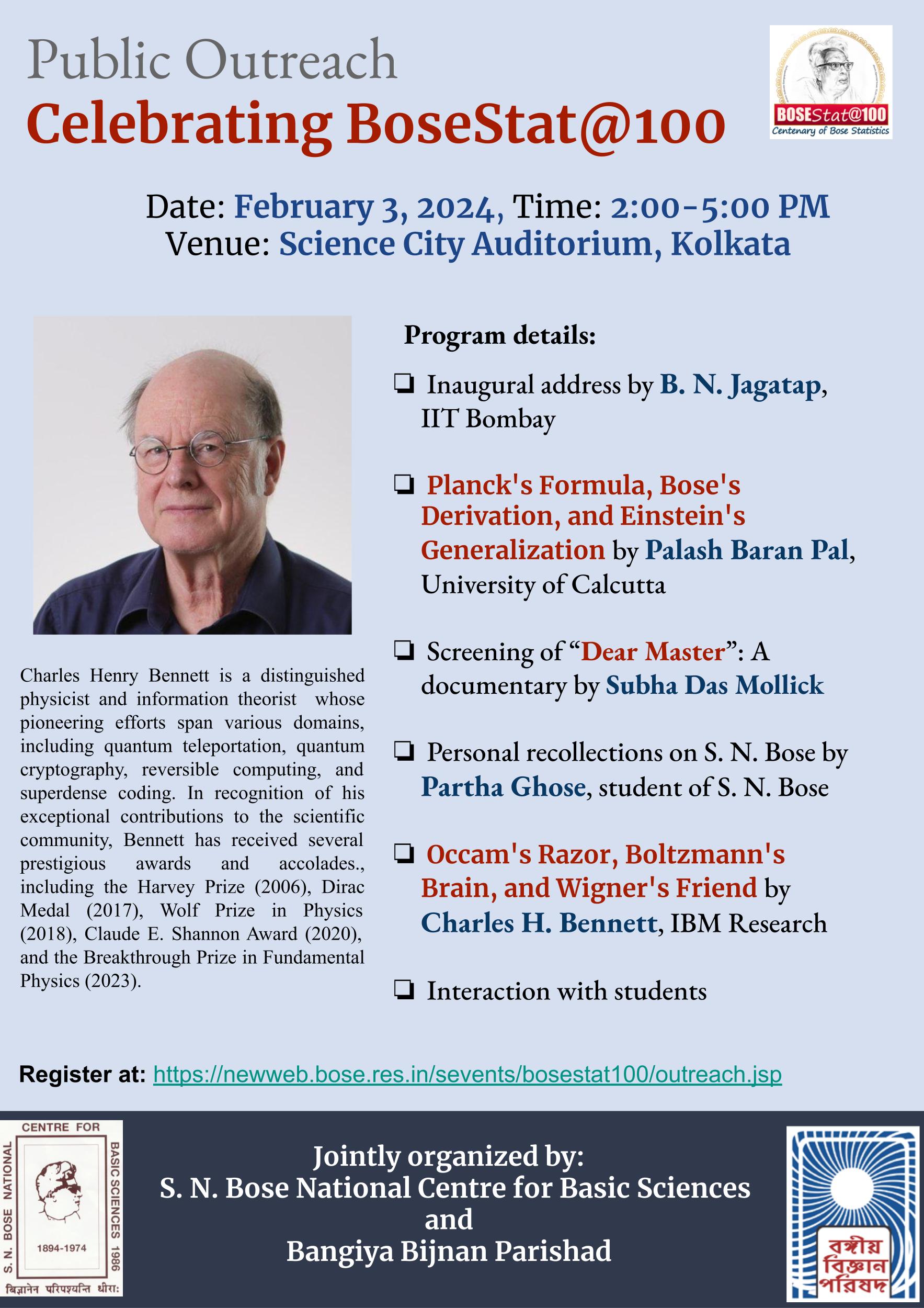 BoseStat@100: Centenary of Bose Statistics